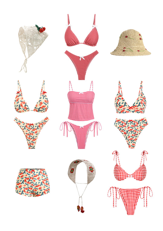 Seamolly Gingham Cinched Back Bow Decor Tie Side Tankini Set