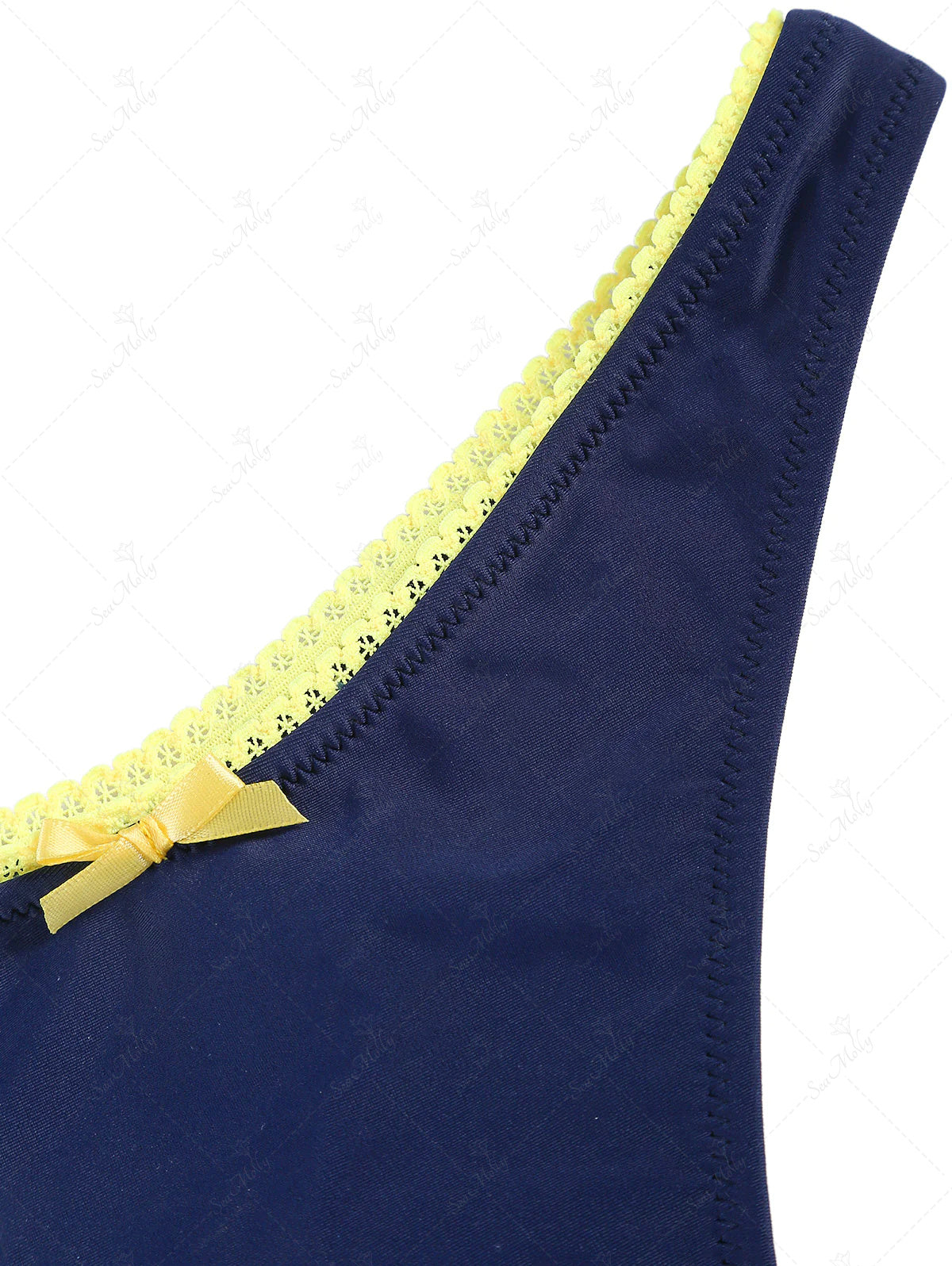 Seamolly Bowknot Cinched Ruched Side Bandeau Thong Bikini Set