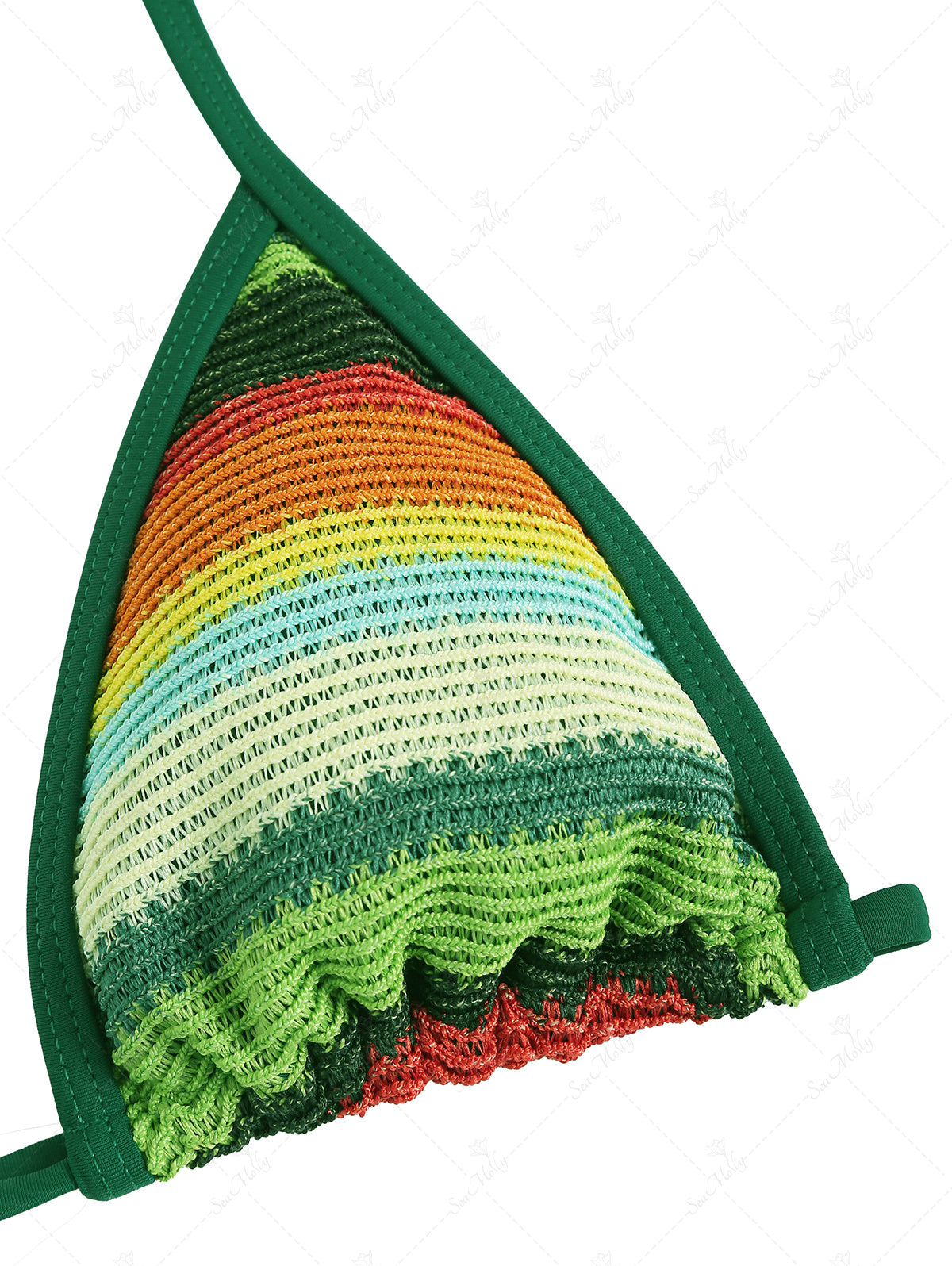 Seamolly Vintage Colorblock Stripes Triangle Halter Tied Cheeky Bikini