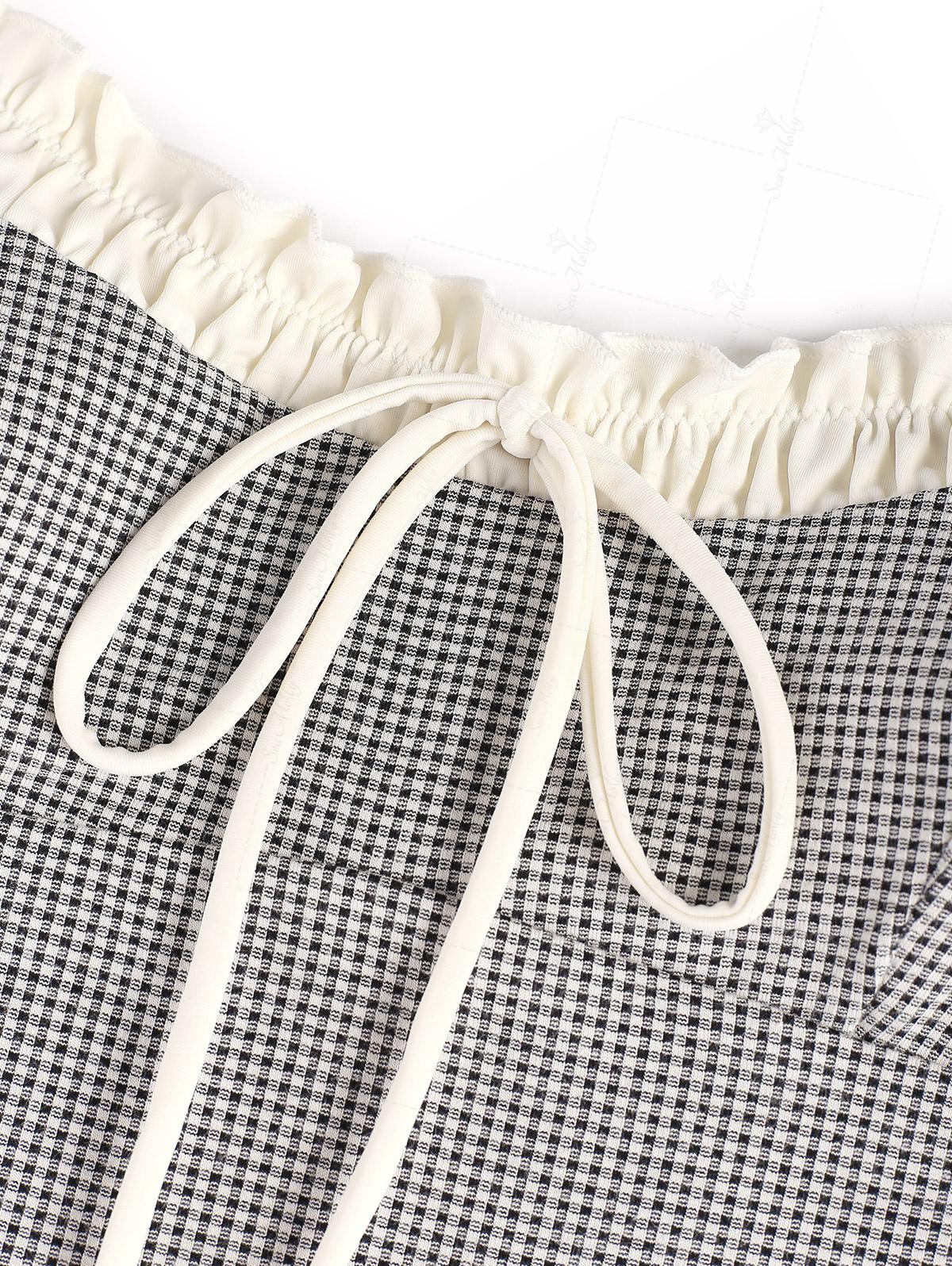 Seamolly Retro Pin-Up Vintage Gingham Ruffles Top & Brazilian Bottom T