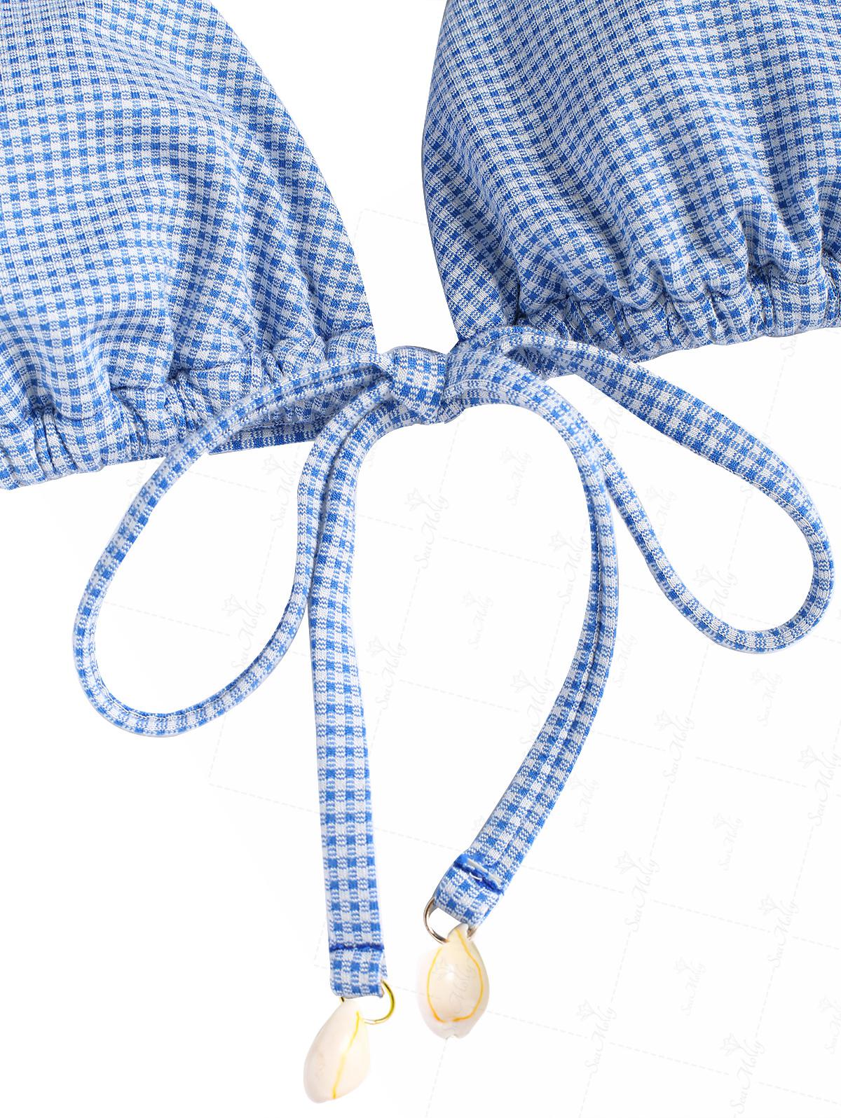Seamolly Vintage Gingham Shell Decor Triangle Tops & Tie Side Brazilia